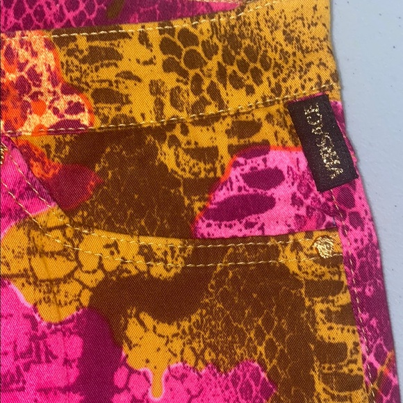 Versace | Pants & Jumpsuits | Versace Pink And Yellow Snake Print Pants ...